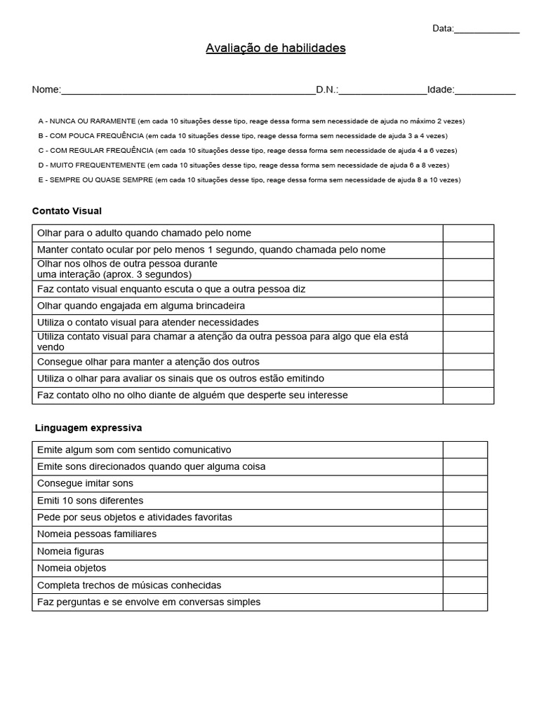 Avaliação de habilidades funcionais | PDF
