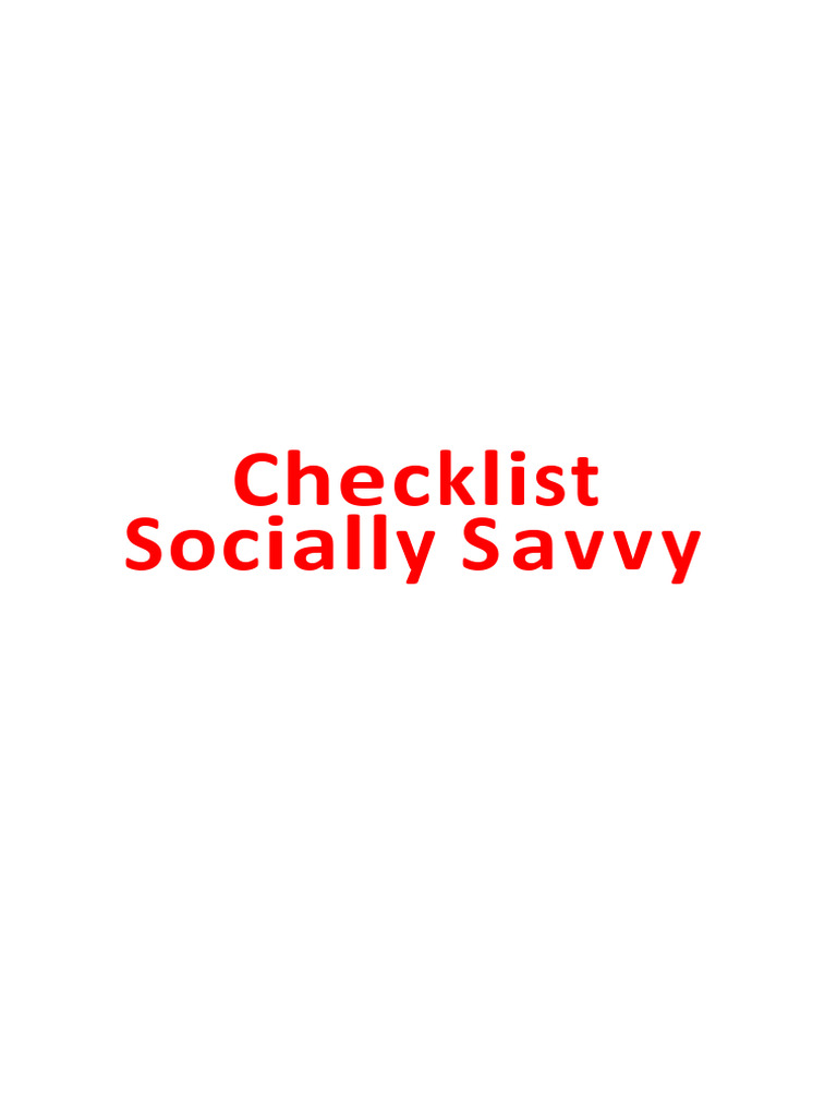 Checklist Socially Savvy | PDF
