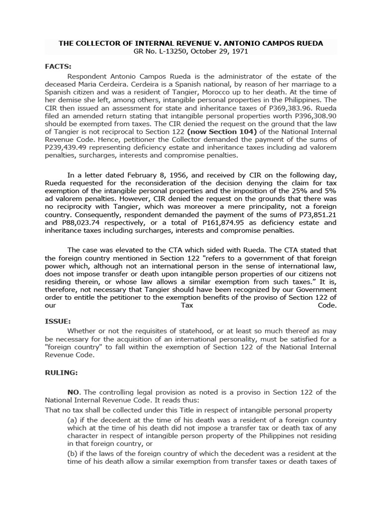 Collector v. Campos Rueda | PDF