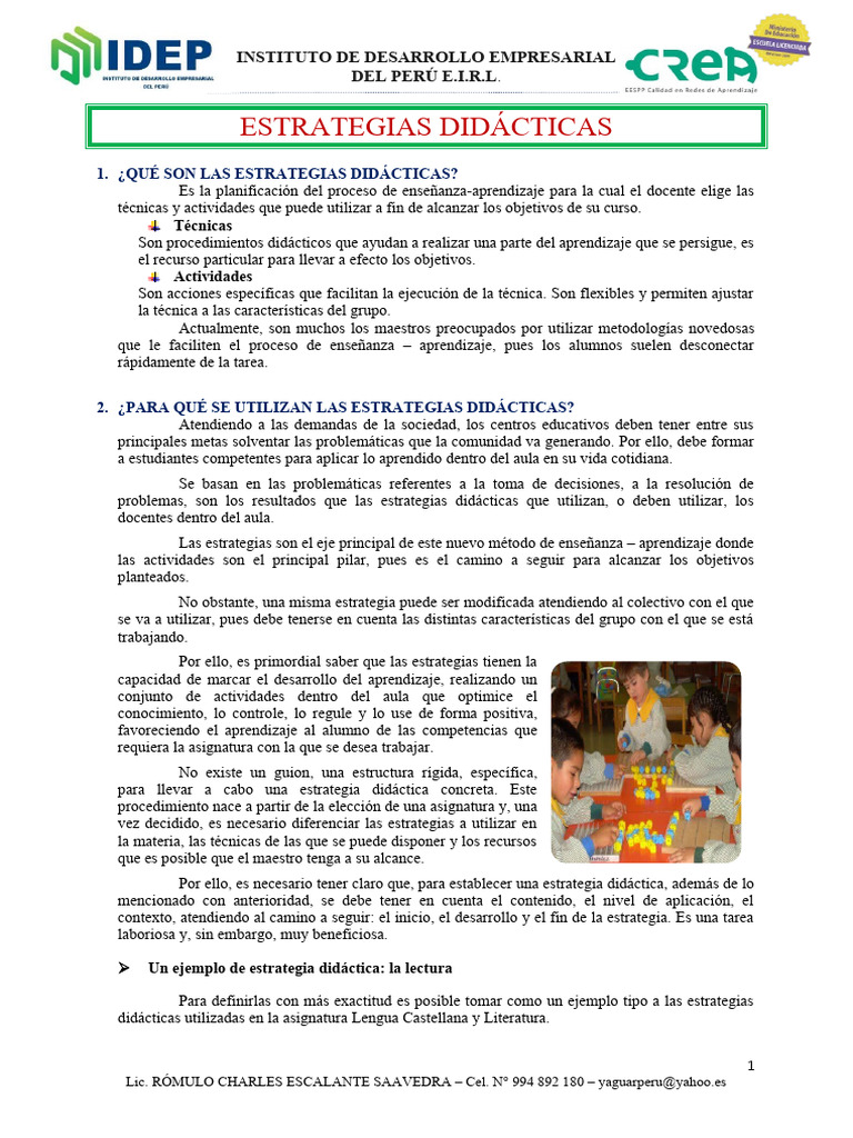 Estrategias Didacticas Pdf Enseñando Aprendizaje