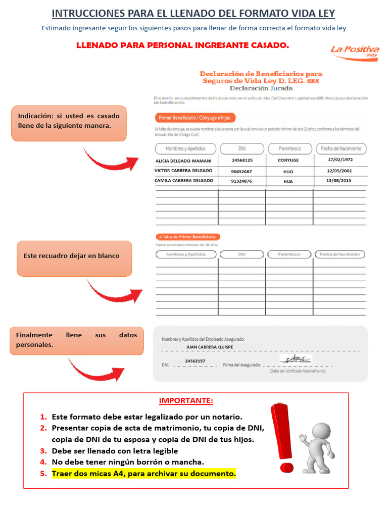 Correcto Llenado Vida Ley 2023 | PDF