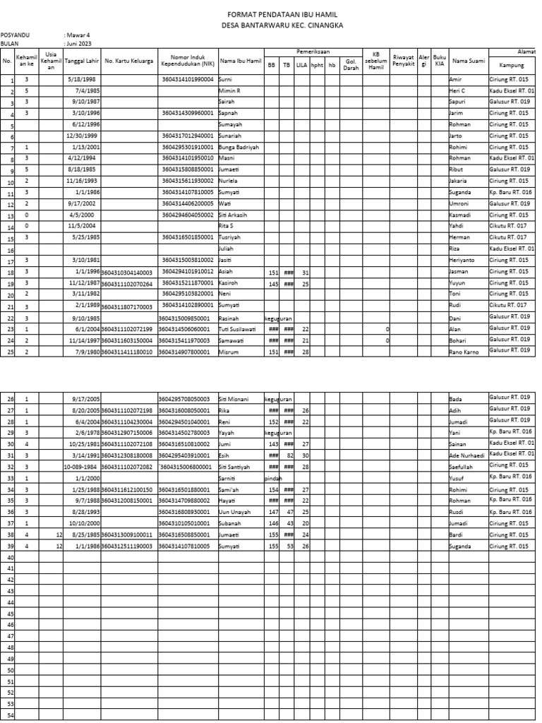 Data Bumil Dan Nik Bumil - Sept23 | PDF