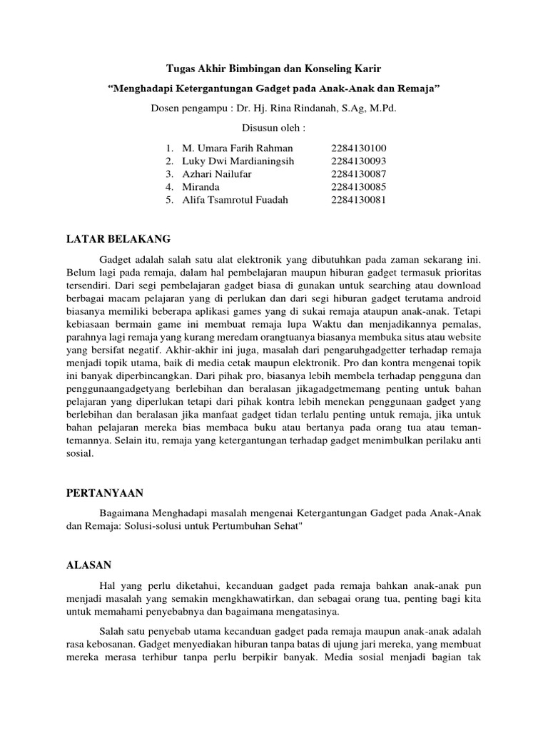 Tugas Akhir BK Karir kel. 2 BKI 3C | PDF