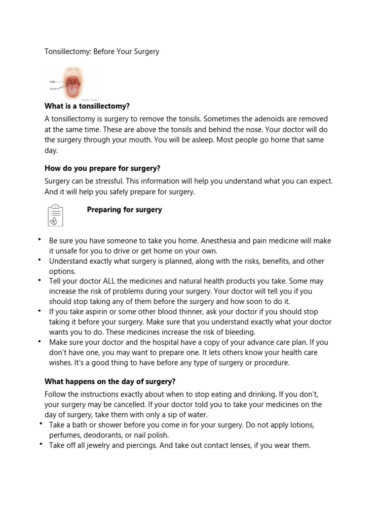 DOCN Tonsillectomy | PDF | Anesthesia | Surgery