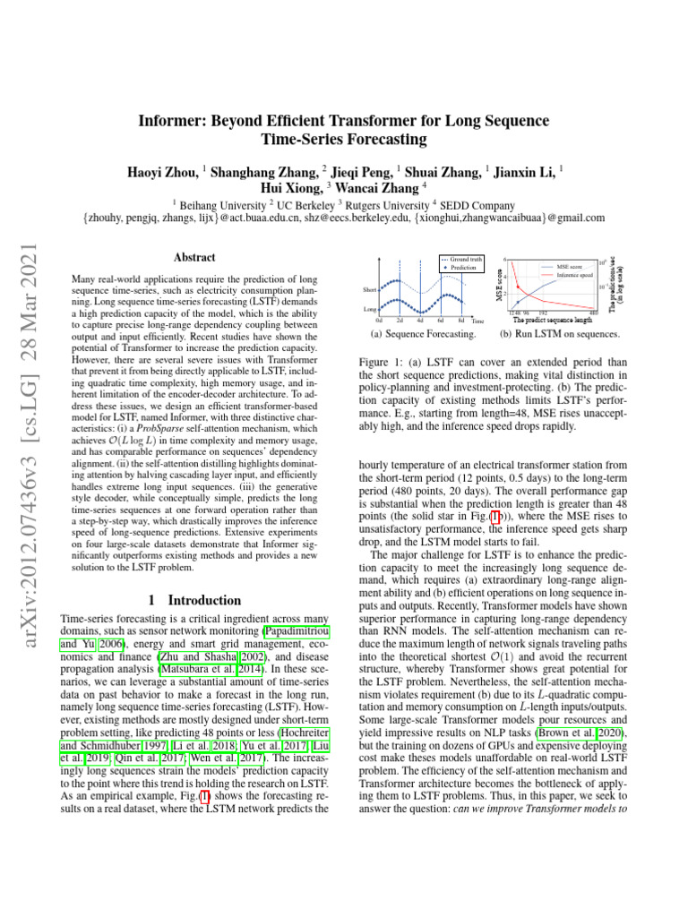 Informer - Beyond Efficient Transformer For Long Sequence Time-Series ...