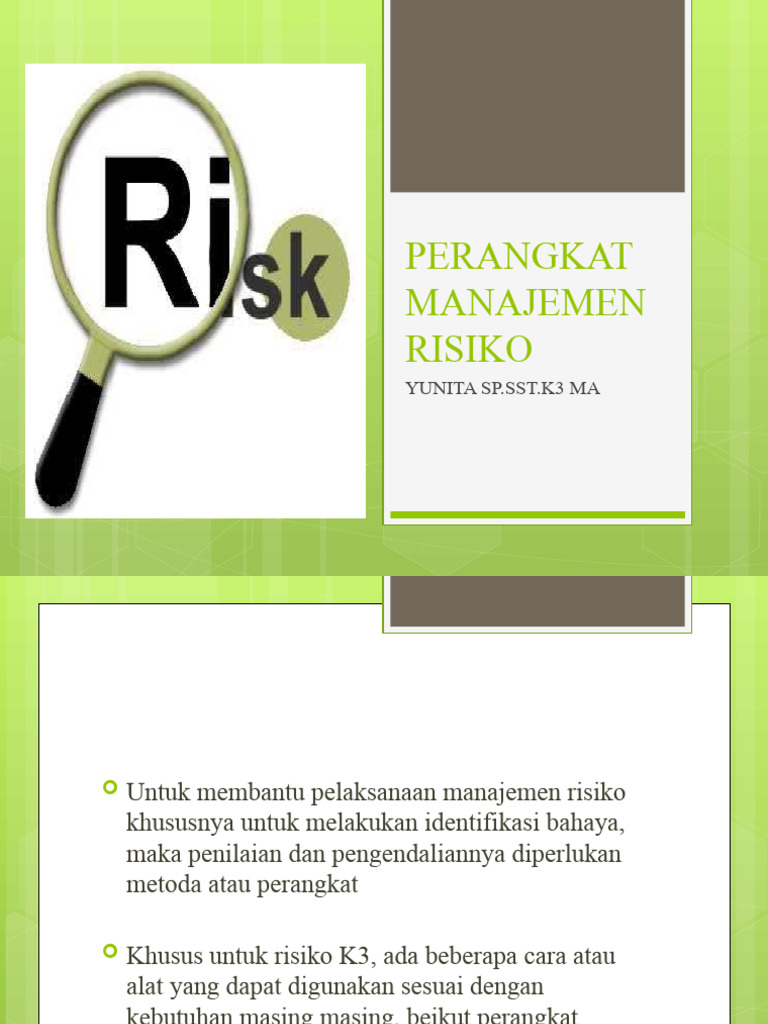 Manajemen Risk Minggu 9 Perangkat Manajemen Risiko | PDF