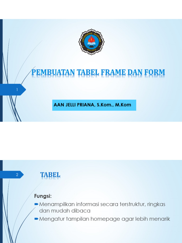 03-Pembuatan Tabel Frame Dan Form | PDF