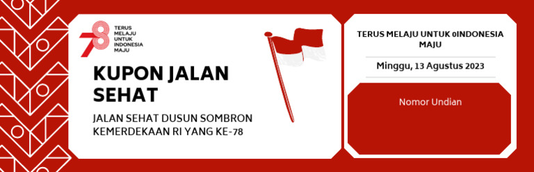 Merah Putih Kupon Voucer Undian Hadiah Jalan Sehat Kemerdekaan Indonesia Ticket | PDF