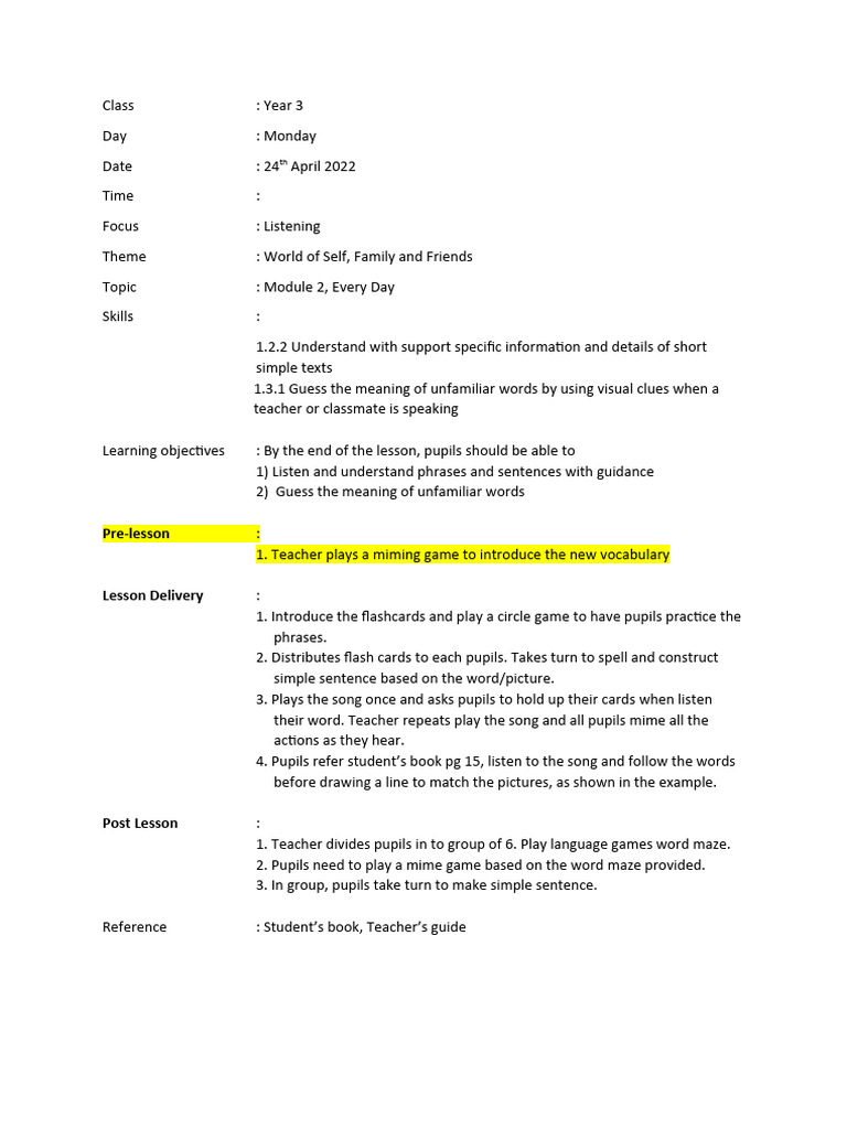 Lesson Plan Interview | PDF | Language Arts & Discipline