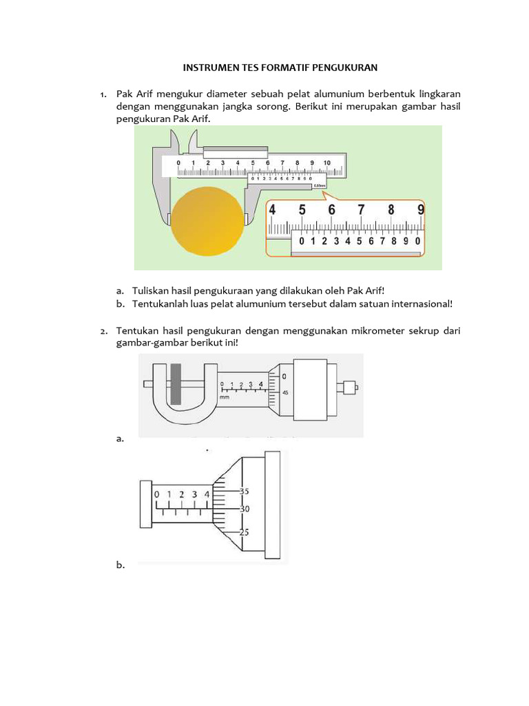 INSTRUMEN TES FORMATIF PENGUKURAN | PDF