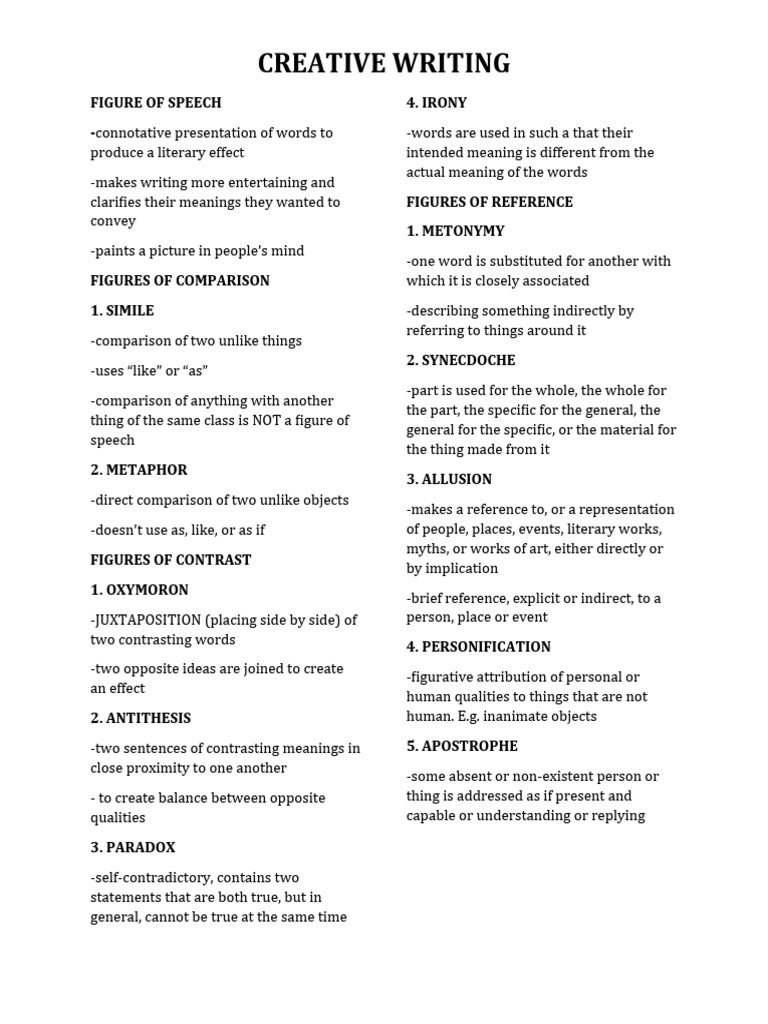 Humss 12 St. Bede Creative Writing Reviewer | PDF | General Fiction