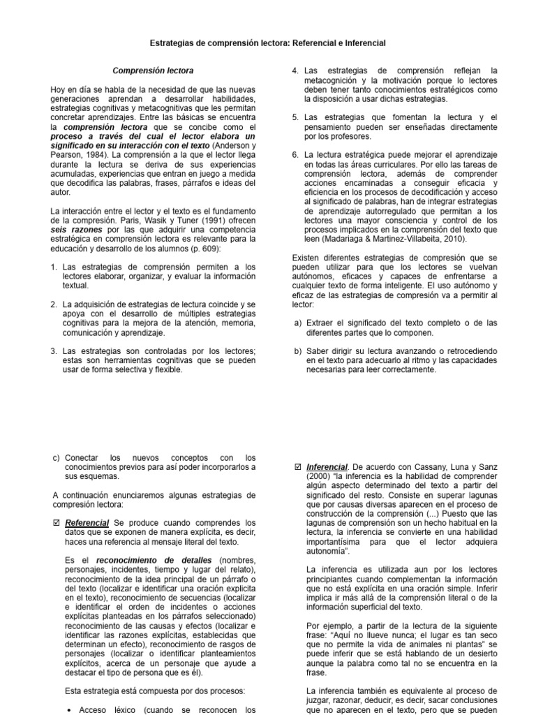Estrategias de Comprensión Referencial | PDF