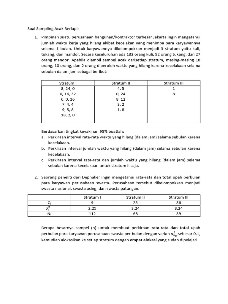 Soal - Sampling Acak Berlapis | PDF