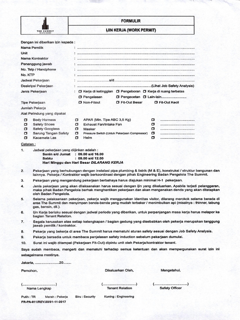 FORM_IJIN_KERJA_(WORK_PERMIT) | PDF