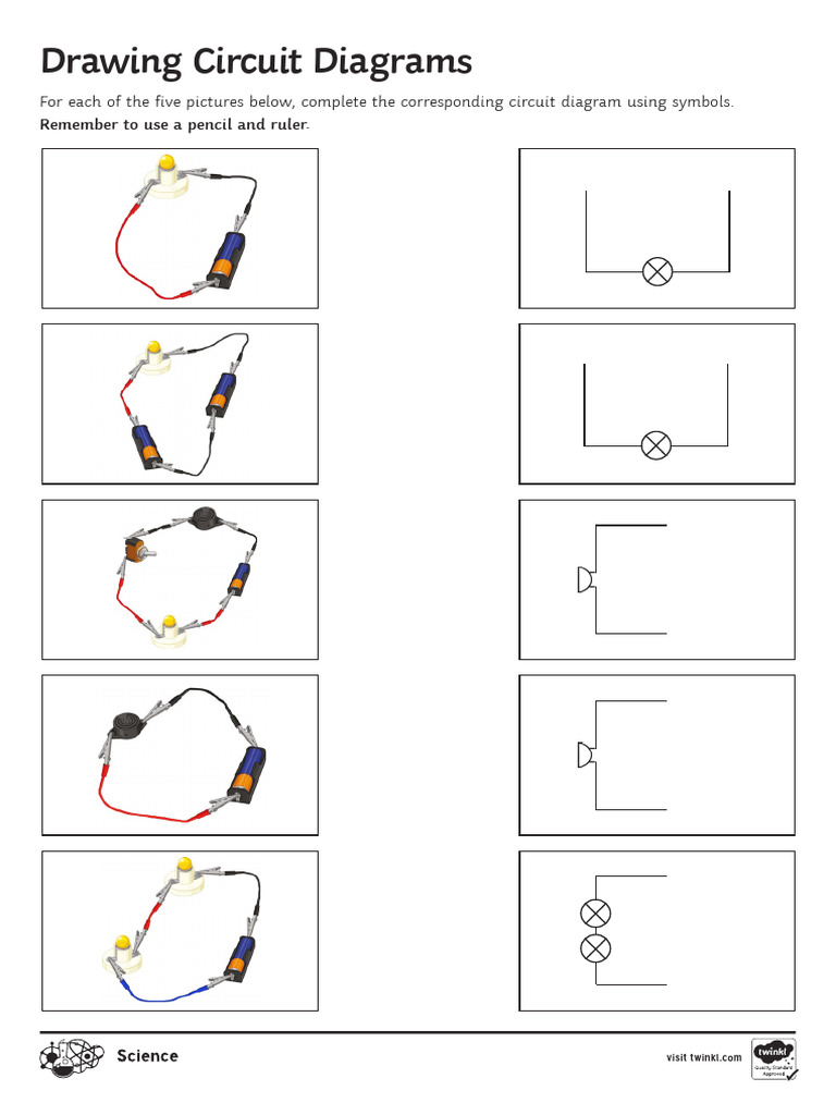 Drawing Circuit Diagrams Activity Sheet Lower Ability | PDF