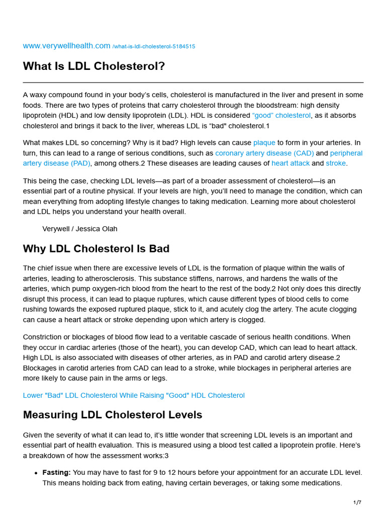 What Is LDL Cholesterol | PDF