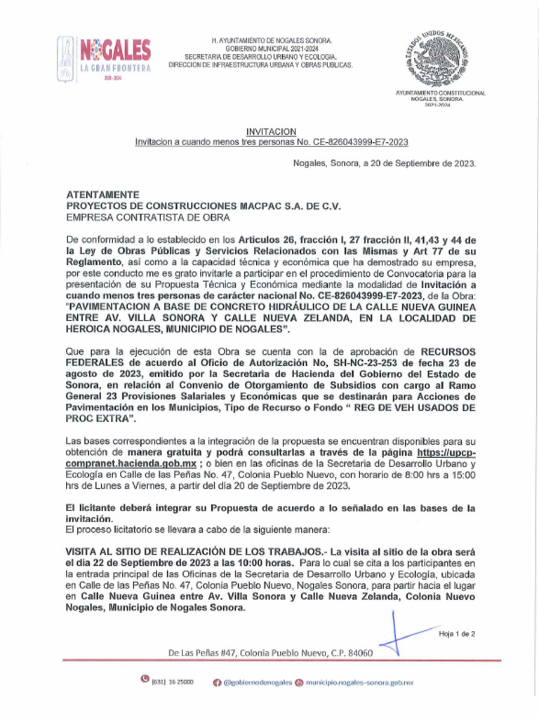 Oficios de Invitacion Restringida A 3 Licitantes Ce-826043999-E7-2023 | PDF