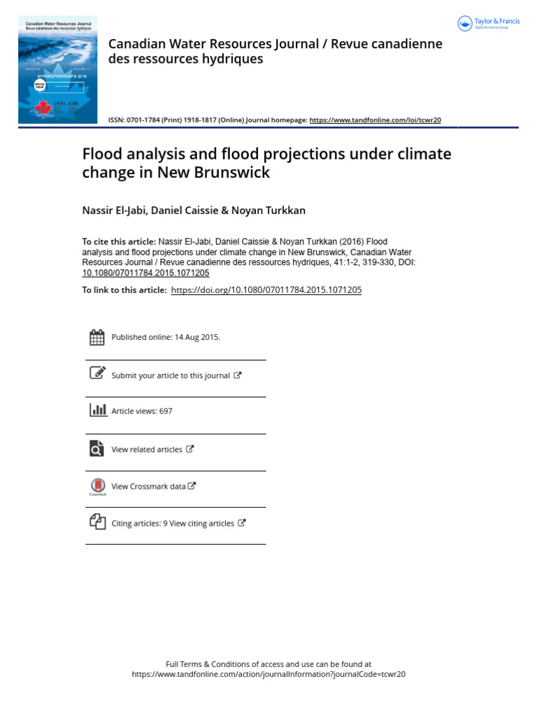 Flood Analysis and Flood Projections Under Climate Change in New ...