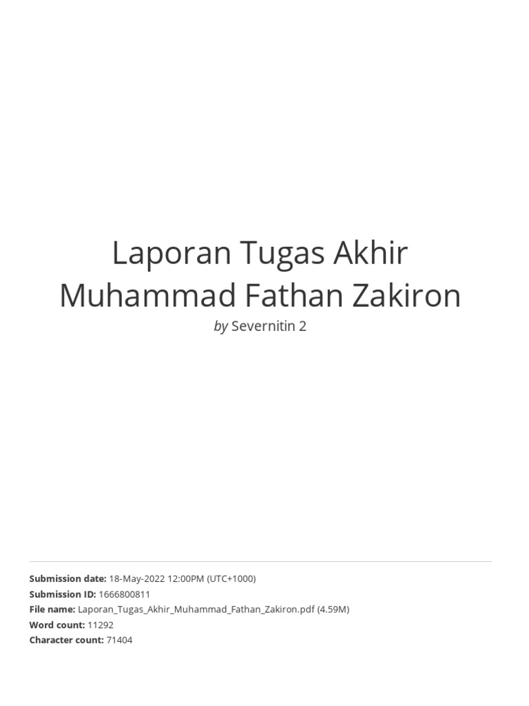 Hasil Cek Turnitin Laporan Tugas Akhir Muhammad Fathan Zakiron | PDF