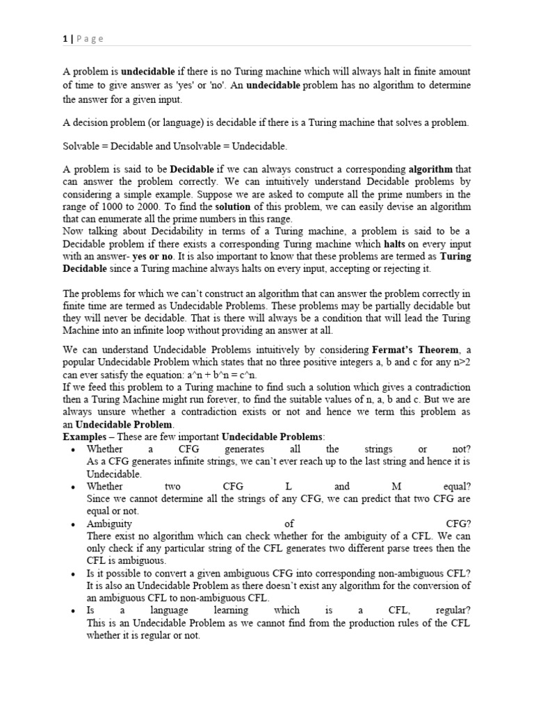 Decidable vs Undecidable Problems Explained | PDF