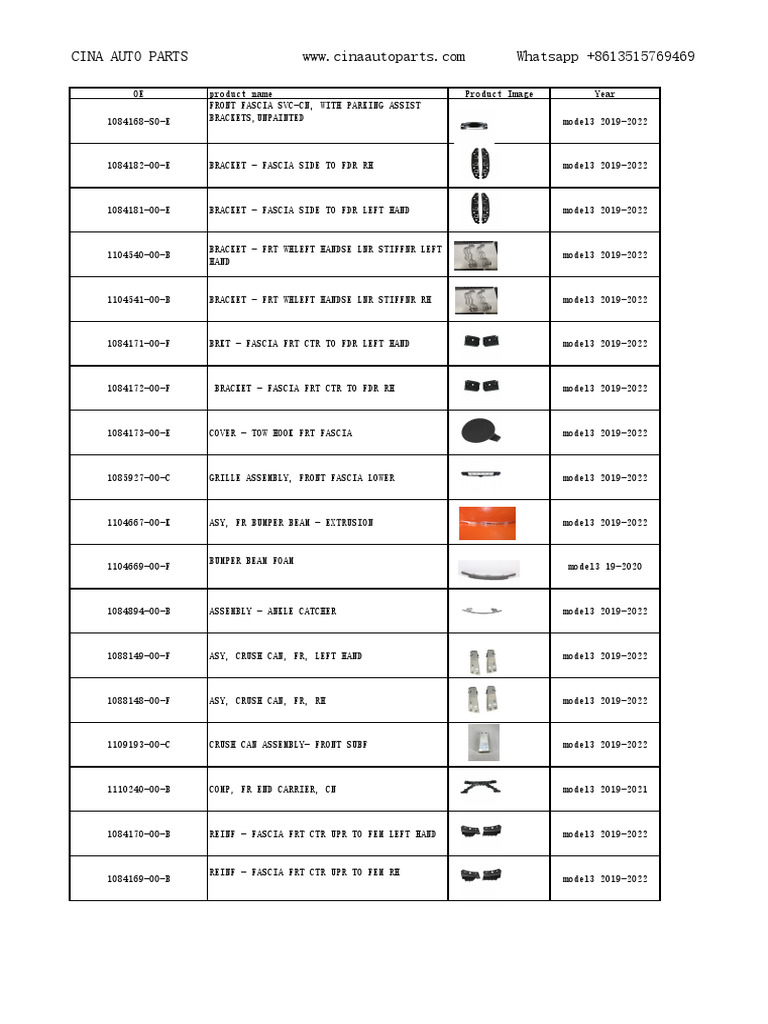 Model3 Auto Parts Tesla Car Mode 3 Parts Catalog From Cina Auto Parts ...