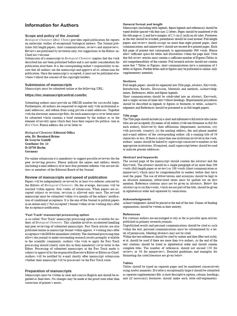 Instructions For Authors | PDF