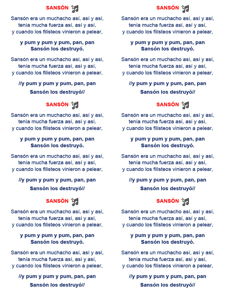 SANSÓN Letra Alabanza | PDF