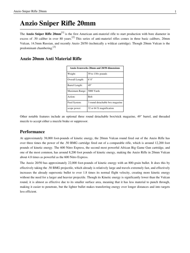 Anzio Sniper Rifle WIKI | PDF | Rifle | Firearms