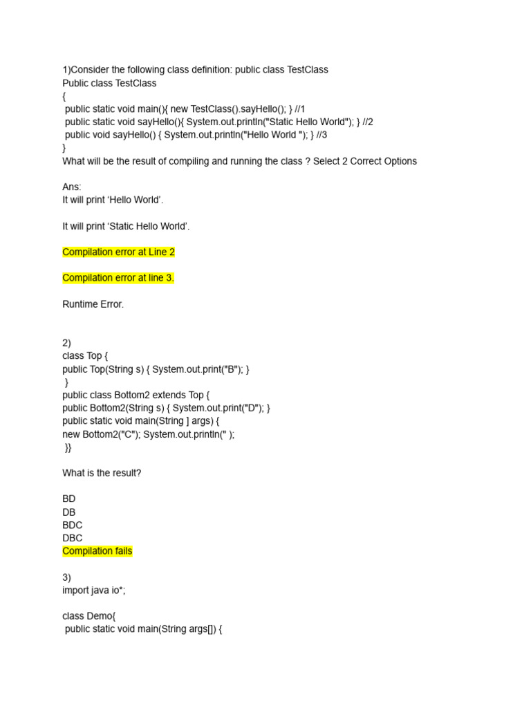 JAVA Assesment | PDF