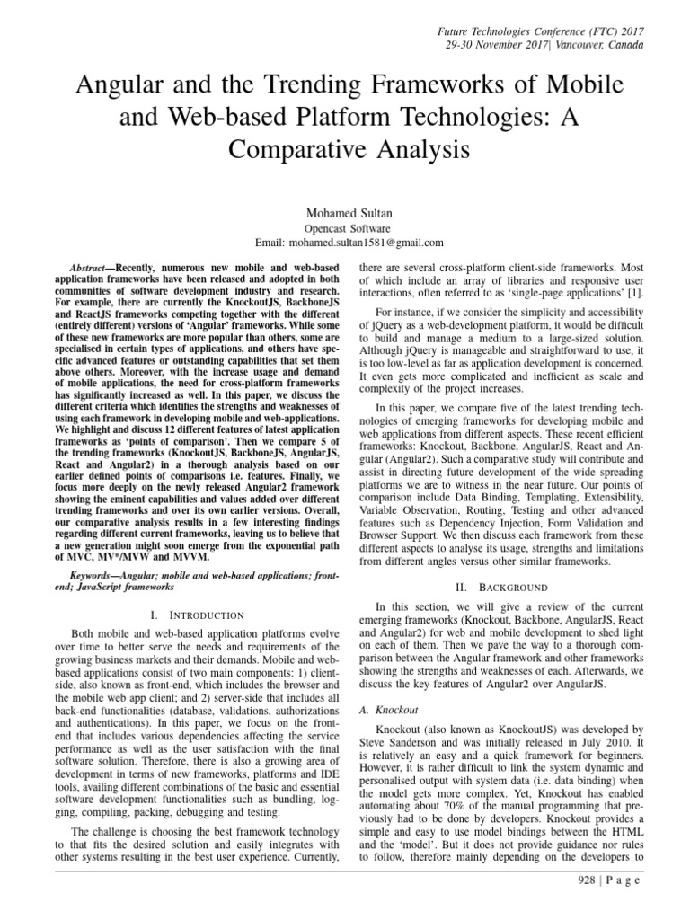 128 Paper 264-Angular and The Trending Frameworks of Mobile | PDF | Angular Js | Java Script
