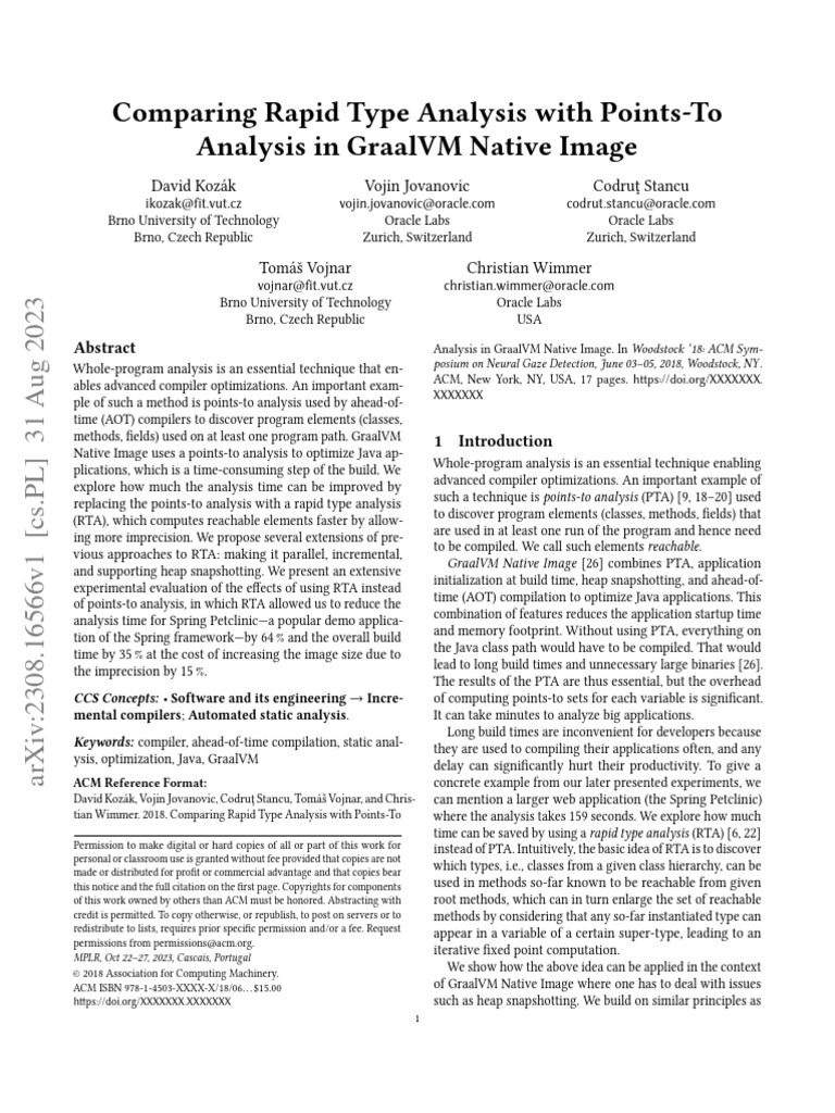 Comparing Rapid Type Analysis With Points-To Analy | PDF | Method ... Comparing Rapid Type Analysis With Points-To Analy | PDF | Method ...