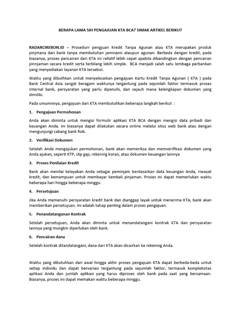 05-10 Pengajuan Kta Bca | PDF