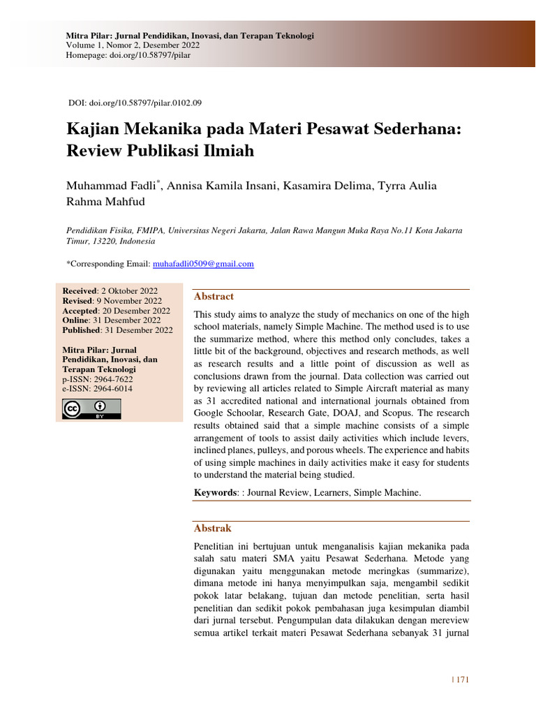 Final Template Vol 1 No 2 Urutan 9-Pesawat Sederhana | PDF