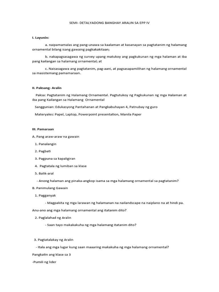 Semi - Detalyado - Epp 4 W2 D1 | PDF