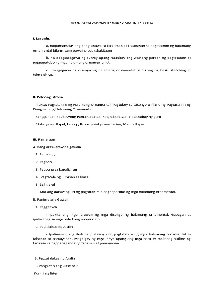 Semi - Detalyado - Epp 4 W2 D3 | PDF