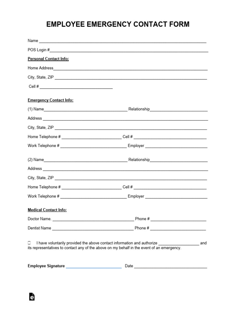 Employee Emergency Contact Form | PDF