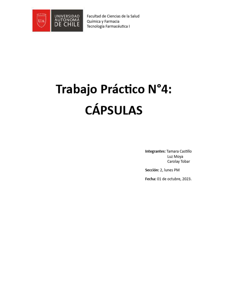 Trabajo Práctico N4 Capsulas | PDF