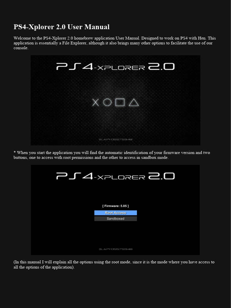 PS4-Xplorer 2.0 Manual de Usuario - English | PDF