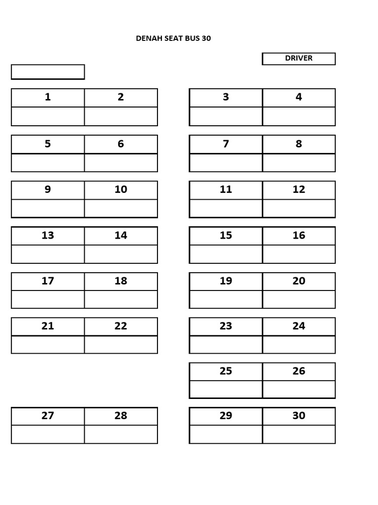 Denah Seat Bus Isi 30 | PDF