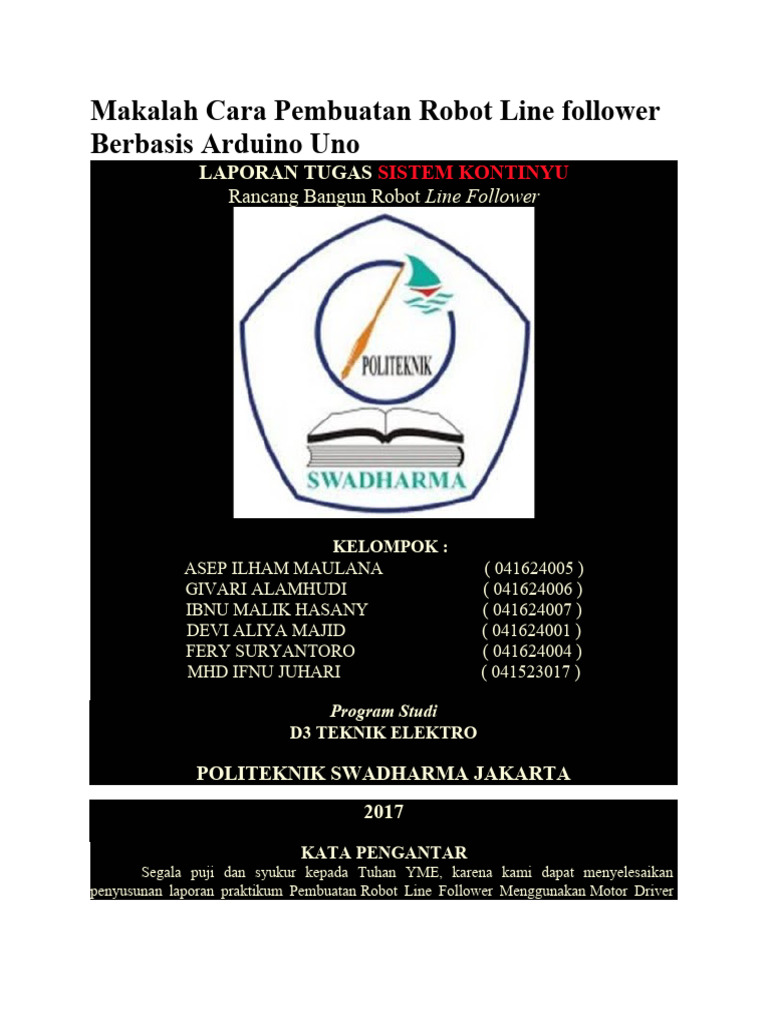 Makalah Cara Pembuatan Robot Line Follower Berbasis Arduino Uno | PDF