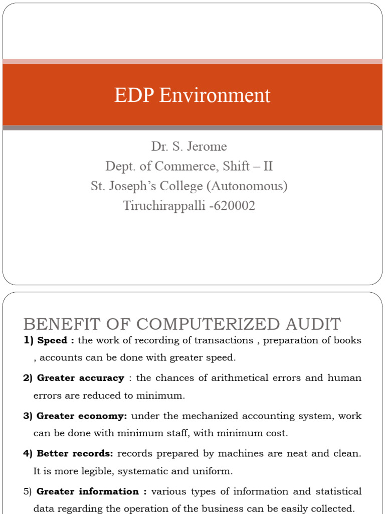 EDP Environment | PDF | Audit | Internal Control