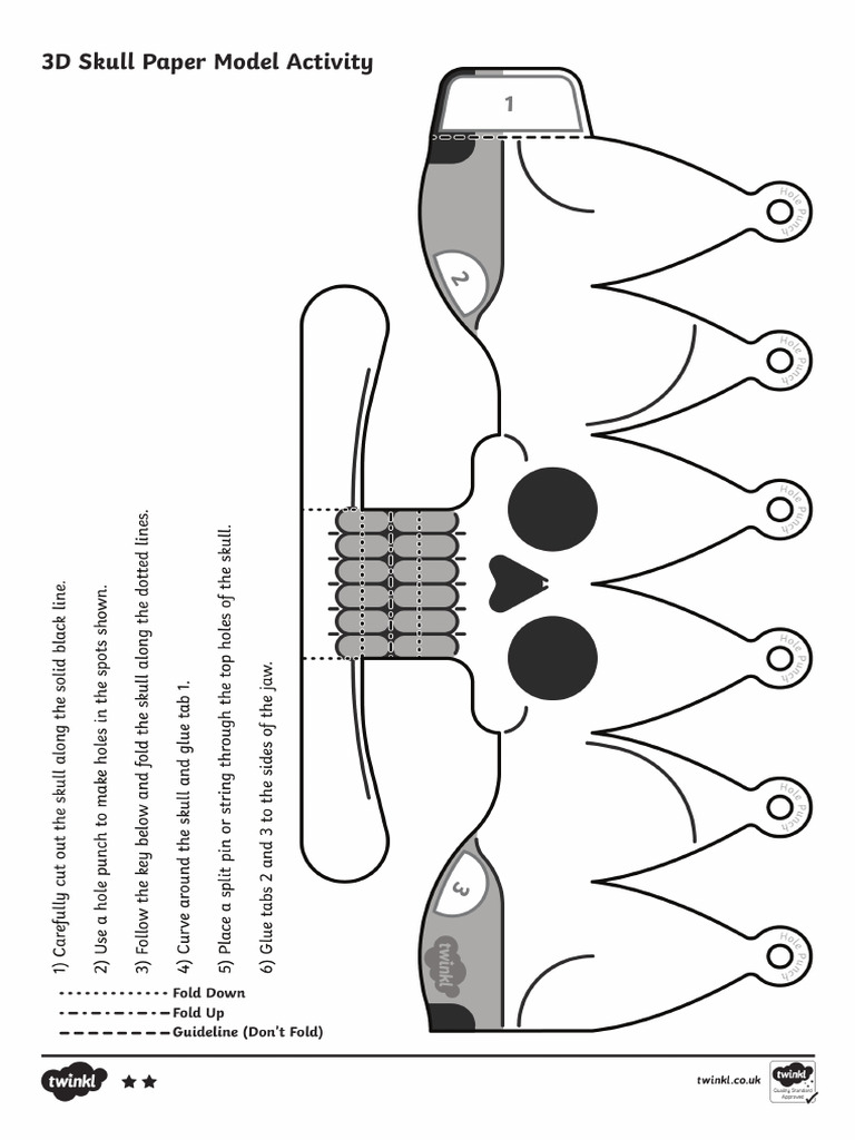 Simple 3D Halloween Skull Activity Display Paper Craft | PDF