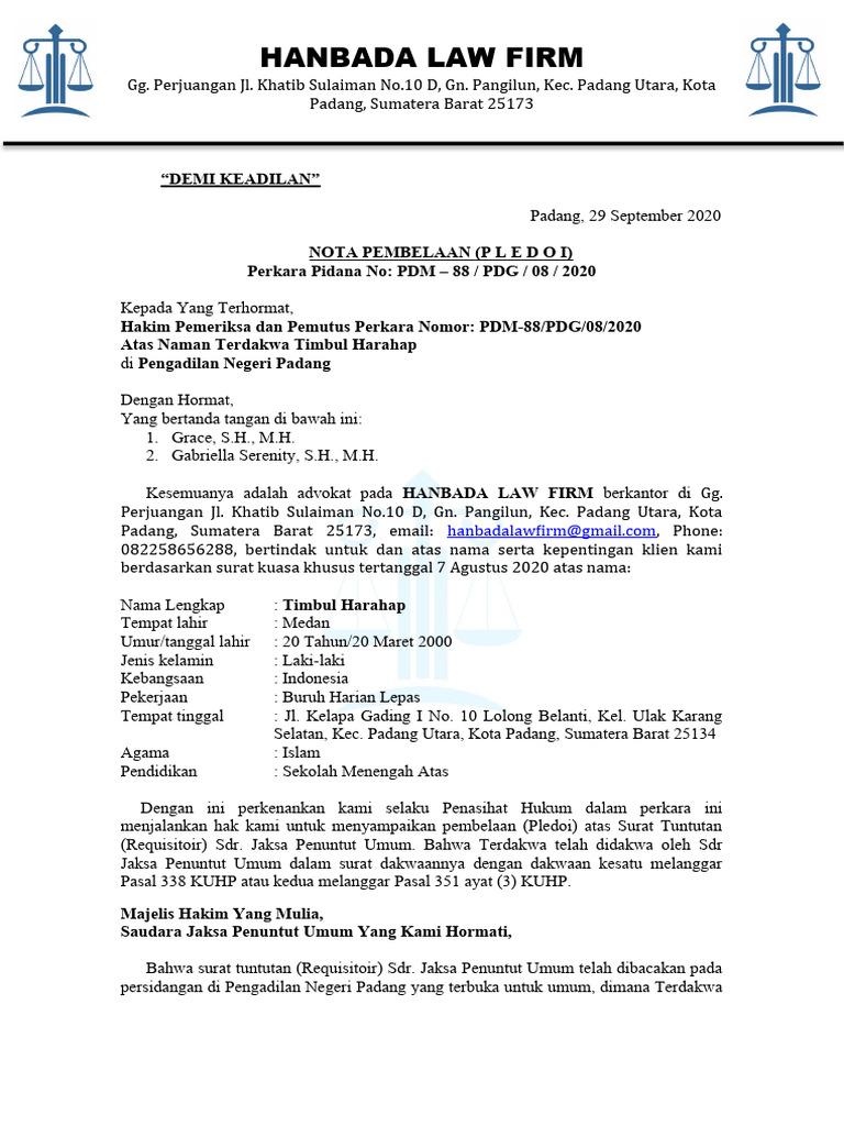 Pledoi Praktik Pidana | PDF