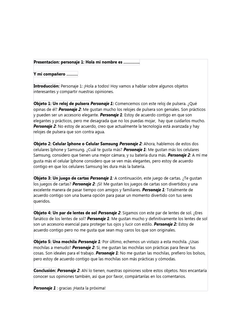 Descripcion de Objetos en Ingles | PDF