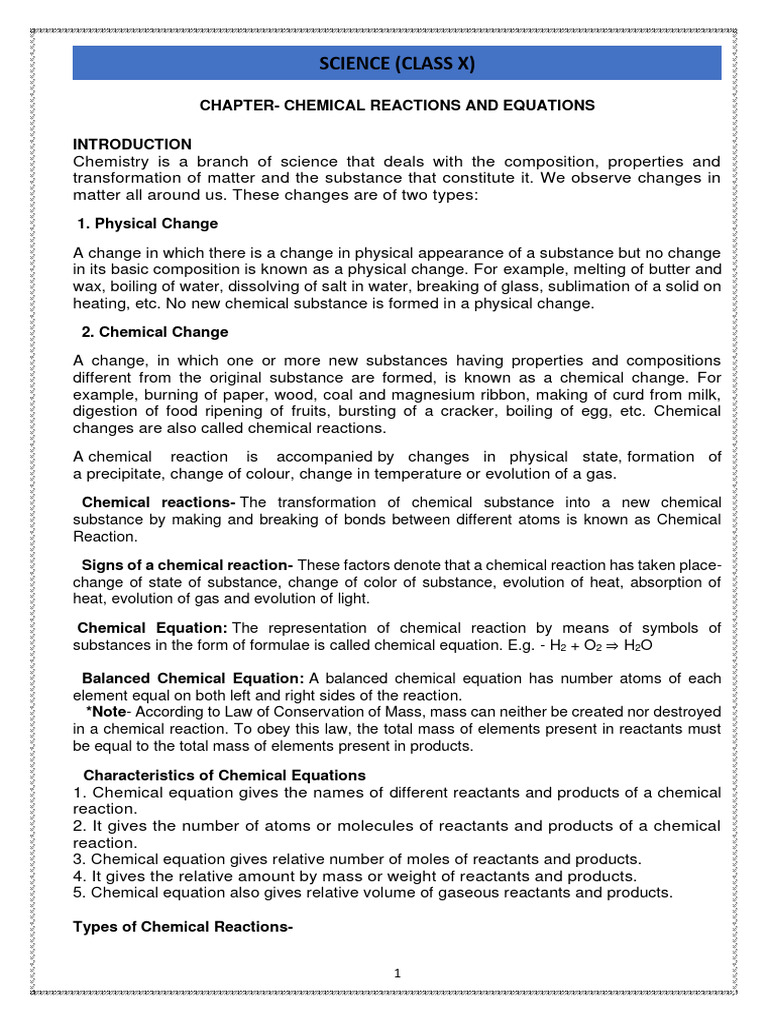 Class 10th Science Study Material | PDF | Acid | Sodium Bicarbonate