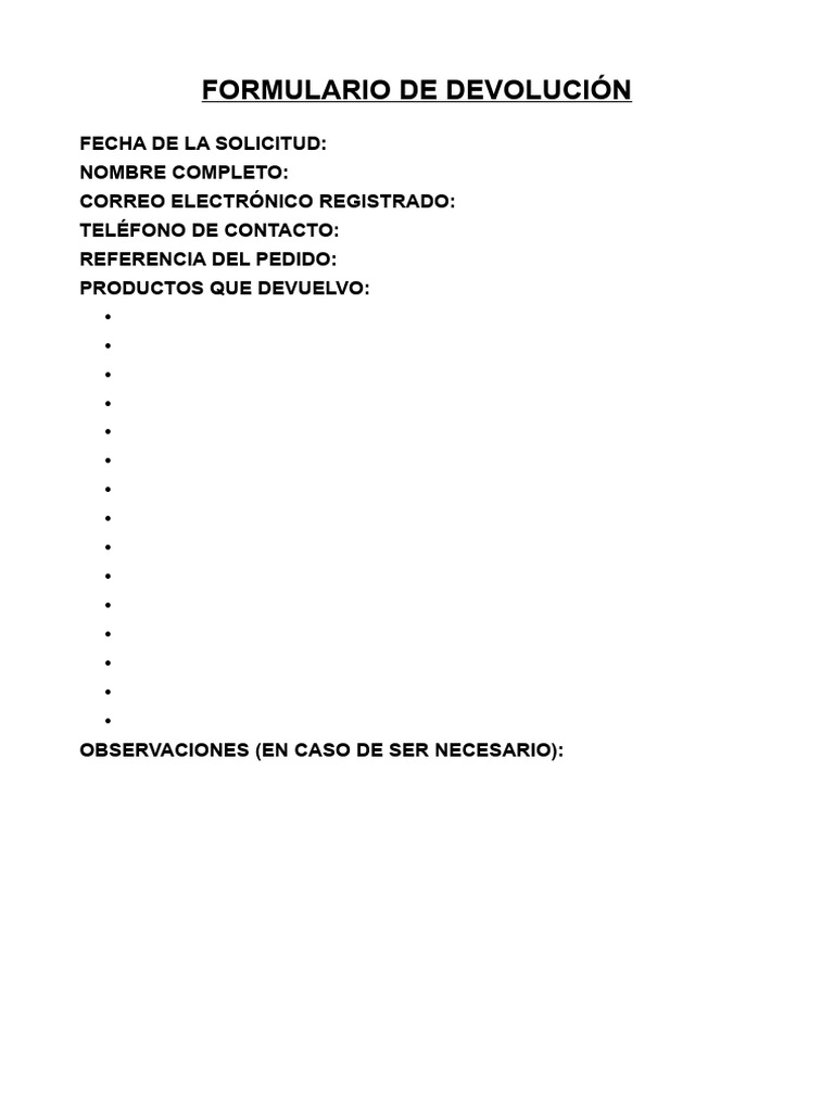 Formulario Devolucion Heve | PDF