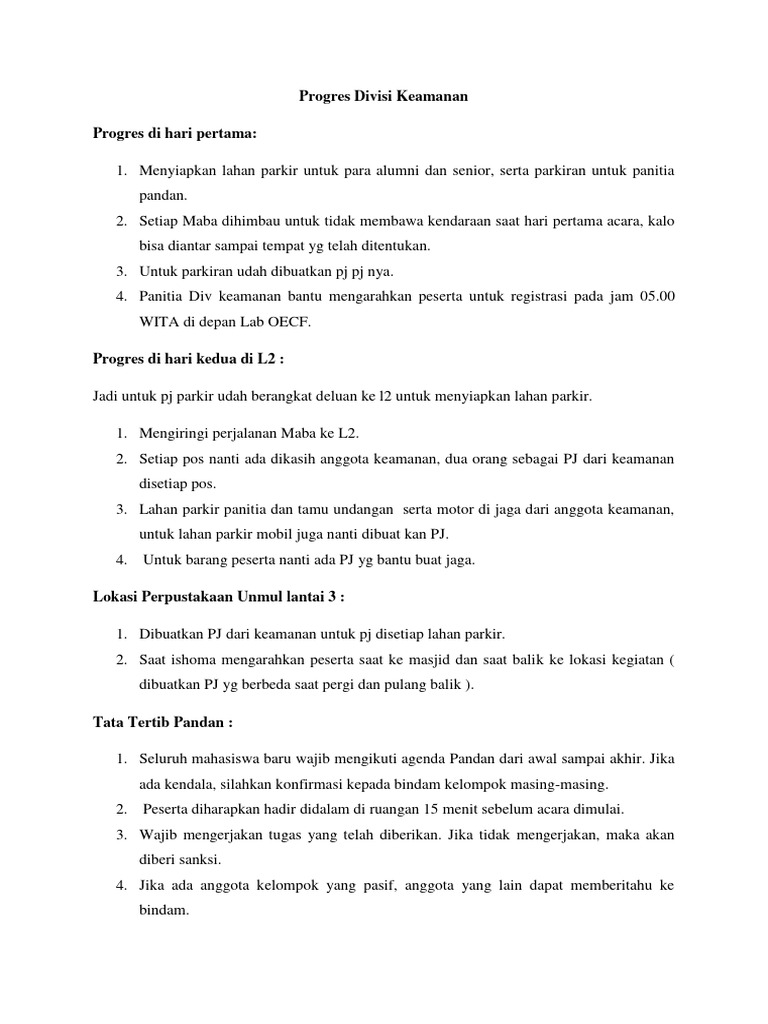 Progres Divisi Keamanan | PDF
