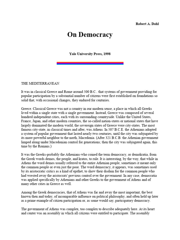 On Democracy - Robert a. Dahl | PDF | Capitalism | Democracy