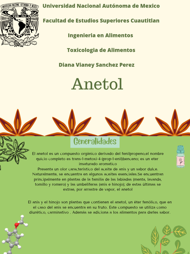 Anetol: Usos y Toxicidad en Alimentos | PDF | Salud y bienestar