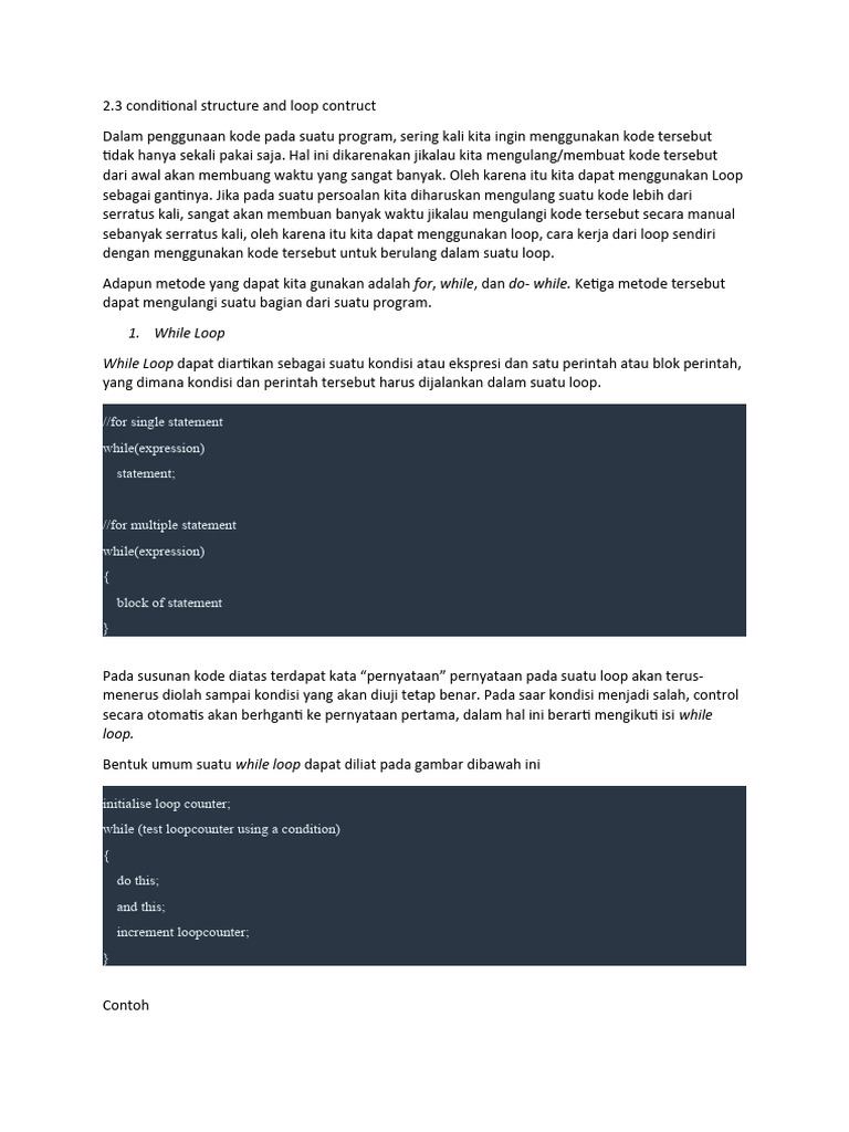 While Loop While Loop Dapat Diartikan Sebagai Suatu Kondisi Atau ...